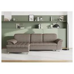 Ecksofa DOMO collection "Franzi Steppung im Sitzbereich B7T/H: 278/162/80 cm, L-Form" Sofas Gr. B/H/T: 278cm x 80cm x 171cm, Struktur grob, Recamiere links, mit Bettfunktion-mit Bettkasten-mit Kopfteilverstellung, beige (beige-braun) wahlweise mit Bettfunktion, Bettkasten und Kopfteilverstellung