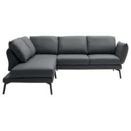 Schöner Wohnen Ecksofa SCHÖNER WOHNEN-KOLLEKTION "L-Form" Sofas Gr. B/H/T: 329cm x 87cm x 259cm, Dickleder, Ottomane links, mit Drehsitzfunktion und Armlehnenfunktion rechts, mit Rückenneigung und Drehsitzfunktion im Eckelement, grau (fango) Drehsitz-Funktion, USB-Anschluss, Armlehnfunktion, Rückenverstellung