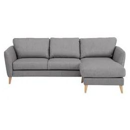 Ecksofa Home Affaire "MARSEILLE (242/152cm),L-Form, Rec. rechts/links" Sofas Gr. B/H/T: 242 cm x 88 cm x 152 cm, Struktur fein, Recamiere rechts, weiß (silver) Massivholzbeine aus Eiche, in verschieden Bezügen und Farbvarianten