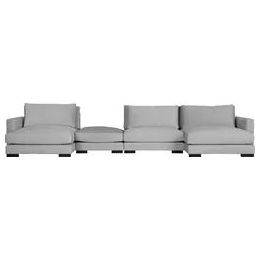 Wohnlandschaft LeGer Home by Lena Gercke "Tvinna - incl. loser Rückenkissen U-Form" Sofas Gr. B/H/T: 408cm x 76cm x 151cm, Samtoptik, Recamiere links, grau (hellgrau) bestehend aus Modulen- individuell aufstellbar