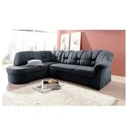 Ecksofa DOMO collection "Papenburg L-Form" Sofas Gr. B/H/T: 241cm x 84cm x 178cm, Kunstleder SOFTLUX, Ottomane links, mit Bettfunktion, schwarz mit Ottomane, wahlweise Bettfunktion