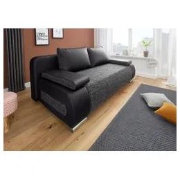 Schlafsofa Collection AB "Moritz" Sofas Gr. B/H/T: 200 cm x 85 cm x 98 cm, Kunstleder SOFTLUX-Struktur, schwarz-weiß (schwarz, schwarz, weiß) mit Bettfunktion und Bettkasten, komfortabler Federkern