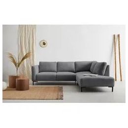 Ecksofa OTTO products "Fillin, L-Form" Sofas Gr. B/H/T: 247 cm x 82 cm x 205 cm, Leinenmix, Ottomane rechts, grau (anthrazit) Struktur hergestellt aus recycelten PET-Flaschen und im Leinen-Mix