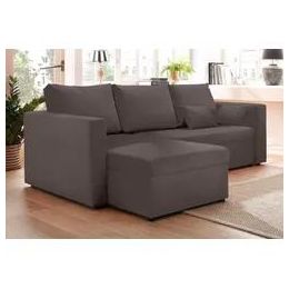 Ecksofa Home Affaire "Pur L-Form" Sofas Gr. B/H/T: 224cm x 87cm x 160cm, Struktur, Recamiere links, ohne Bettfunktion, braun wahlweise mit Bettfunktion