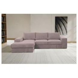 Ecksofa WERK2 "Rozzana" Sofas Gr. B/H/T: 287cm x 84cm x 190cm, Cord, Recamiere links, rosa (rose) Design Ecksofa mit hohem Komfort in trendig-weichem Cord & Breitcord