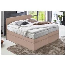 Boxspringbett Westfalia Schlafkomfort Komplettbetten Gr. Microvelours ohne Bettkasten-Ohne Topper, Liegefläche B/L: 180cm x 200cm, Gewicht bis: 100 kg H3, Bonnell-Federkernmatratze, beige (dunkelbeige) Boxspringbett wahlweise mit Bettkasten