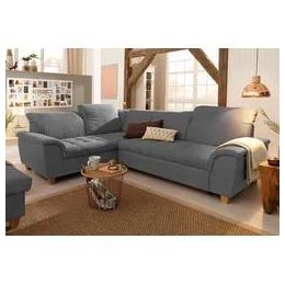 Ecksofa Home Affaire "Lyla L-Form" Sofas Gr. B/H/T: 275cm x 81cm x 214cm, Luxus-Microfaser, langer Schenkel rechts, ohne Funktion, grau (dunkelgrau)) wahlweise mit Rückenfunktion und Bettfunktion