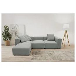 Ecksofa RAUM.ID "Gerrid L-Form" Sofas Gr. B/H/T: 301cm x 69cm x 193cm, Cord, grau (hellgrau) Cord-Bezug, Modulsofa, bestehend aus Eck- und Mittelelement + Hocker