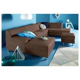 Wohnlandschaft Inosign "Jamie, U-Form" Sofas Gr. B/H/T: 308cm x 72cm x 80cm, Microfaser PRIMABELLE, Recamiere links, ohne Bettfunktion, braun wahlweise mit Bettfunktion