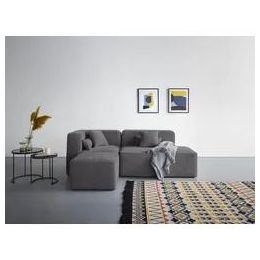 Ecksofa Andas "Sundstrup L-Form" Sofas Gr. B/H/T: 233cm x 76,5cm x 93cm, Struktur weich, Recamiere links, grau (anthrazit) Modulserie, individuelle Zusammenstellung