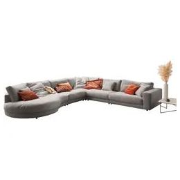 Ecksofa 3C Candy "Enisa II L-Form" Sofas Gr. B/H/T: 395cm x 86cm x 225cm, Samtoptik, langer Schenkel links, weiß (silber) incl. 3 Flatterkissen, wahlweise mit Flecken-Schutz-Bezug Easy care