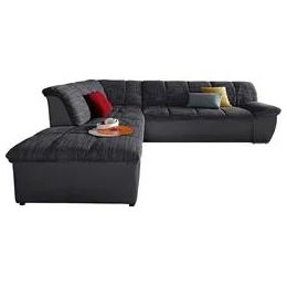 Ecksofa DOMO collection "Splash L-Form" Sofas Gr. B/H/T: 271cm x 76cm x 232cm, Kunstleder SOFTLUX-Struktur, Ottomane links, mit Bettfunktion, schwarz (schwarz, pepper) wahlweise mit Bettfunktion