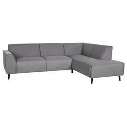 Ecksofa DOMO collection "Amora L-Form" Sofas Gr. B/H/T: 263 cm x 81 cm x 191 cm, Struktur fein, Ottomane rechts, Mit Federkern, grau (hellgrau) mit Federkern