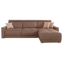 Ecksofa DOMO collection "Ava L-Form" Sofas Gr. B/H/T: 262cm x 84cm x 167cm, Kunstleder SOFTLUX, Recamiere rechts, ohne Funktion, braun (espresso) mit Recamiere, Federkern wahlweise Kopfteilverstellungen