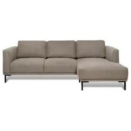 Ecksofa OTTO products "Fillin, L-Form" Sofas Gr. B/H/T: 242 cm x 82 cm x 152 cm, Chenille, Recamiere rechts, braun (cappuccino) Struktur hergestellt aus recycelten PET-Flaschen und im Leinen-Mix