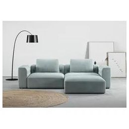 Ecksofa RAUM.ID "Cushid L-Form" Sofas Gr. B/H/T: 268cm x 62cm x 191cm, Cord, Longchair links, blau (bleu) Modulset, bestehend aus 3 Teilen