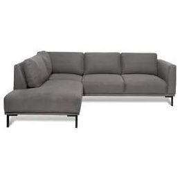 Ecksofa OTTO products "Fillin, L-Form" Sofas Gr. B/H/T: 247cm x 82cm x 205cm, Chenille, Ottomane links, grau (warm grey) Struktur hergestellt aus recycelten PET-Flaschen und im Leinen-Mix