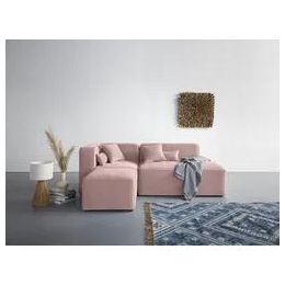 Ecksofa Andas "Sundstrup L-Form" Sofas Gr. B/H/T: 233cm x 76,5cm x 93cm, Samtoptik, Recamiere rechts, rosa Modulserie, individuelle Zusammenstellung