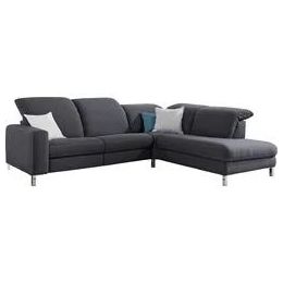 Ecksofa 3C Candy "L-Form" Sofas Gr. B/H/T: 284cm x 84cm x 241cm, Struktur, Ottomane rechts, Mit Relaxfunktion, grau (anthrazit) Polsterecke, wahlweise mit Relaxfunktion