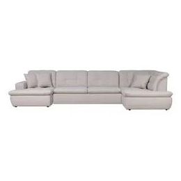 Wohnlandschaft Inosign "BRISBANE NEU U-Form" Sofas Gr. B/H/T: 380cm x 83cm x 202cm, Struktur weich, Recamiere links, beige mit feiner Steppung, Matten-Optik, incl. Zierkissen