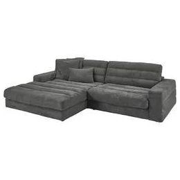 Ecksofa 3C Candy "Stripes Mega-Sofa, bequem und komfortabel, L-Form", grau (dunkelgrau), B:296cm H:83cm T:205cm, 88% Polyester, 12% Polyacryl, Sofas, Lose Rückenkissen, mit feiner Quersteppung, Cord-Bezug