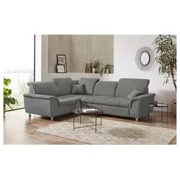 Ecksofa DOMO collection "Franzi L-Form" Sofas Gr. B/H/T: 275cm x 81cm x 214cm, Struktur fein, langer Schenkel rechts, mit Bettfunktion-mit Kopfteilverstellung, grau (steel) wahlweise mit Kopfteilverstellung (dann Breite: 275 cm)