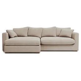 Ecksofa Home Affaire "Coray, L-Form" Sofas Gr. B/H/T: 266cm x 80cm x 153cm, Feincord, Recamiere links, beige (sand) extra weich und kuschelig, Füllung mit Federn Daunen