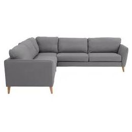 Ecksofa Home Affaire "MARSEILLE 278/278 cm, L-Form" Sofas Gr. B/H/T: 278 cm x 88 cm x 278 cm, Filzoptik, gleichschenklig, grau (hellgrau) gleichschenklig, aus Eiche-Massivholz Beinen, verschiedene Bezüge