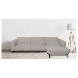 Ecksofa Andas "Nollund, L-Form" Sofas Gr. B/H/T: 246cm x 82cm x 152cm, Struktur-Chenille, Recamiere rechts, beige mit abgerundeter Recamiere, in weichem Chenille-Stoff