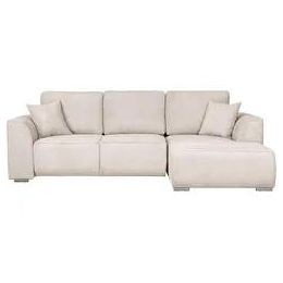 Ecksofa Inosign "Beatrice L-Form" Sofas Gr. B/H/T: 265cm x 86cm x 170cm, Cord, Ottomane rechts, ohne Bettfunktion-ohne Bettkasten, beige (creme) wahlweise auch mit Bettfunktion und Bettkasten