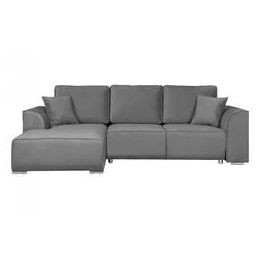 Ecksofa Inosign "Beatrice L-Form", grau (hellgrau), B:265cm H:86cm T:170cm, 100% Polyester, Sofas, wahlweise auch mit Bettfunktion und Bettkasten