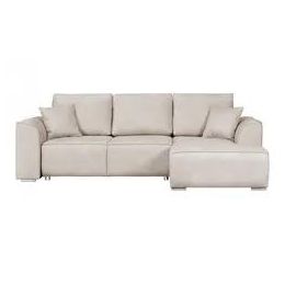 Ecksofa Inosign "Beatrice L-Form" Sofas Gr. B/H/T: 265cm x 86cm x 170cm, Luxus-Microfaser weich, Ottomane rechts, mit Bettfunktion-mit Bettkasten, beige (creme) wahlweise auch mit Bettfunktion und Bettkasten