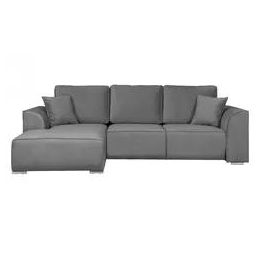 Ecksofa Inosign "Beatrice L-Form" Sofas Gr. B/H/T: 265cm x 86cm x 170cm, Material, Ottomane links, ohne Bettfunktion-ohne Bettkasten, grau (hellgrau) wahlweise auch mit Bettfunktion und Bettkasten