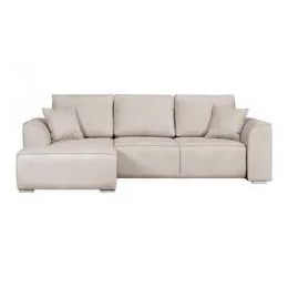 Ecksofa Inosign "Beatrice L-Form" Sofas Gr. B/H/T: 265cm x 86cm x 170cm, Luxus-Microfaser weich, Ottomane links, ohne Bettfunktion-ohne Bettkasten, beige (creme) wahlweise auch mit Bettfunktion und Bettkasten