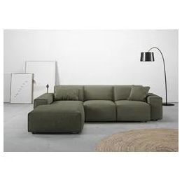 Ecksofa Andas "Glimminge L-Form auch in Breitcord, Feincord + Easy care-Bezug" Sofas Gr. B/H/T: 294cm x 71cm x 191cm, Bouclé, Ottomane links, grün Breite 264, Zierkissen