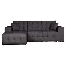 Ecksofa Home Affaire "Nosia L-Form" Sofas Gr. B/H/T: 234cm x 85cm x 163cm, Samtoptik, Recamiere links, schwarz incl. 2 Zierkissen, mit feiner Steppung