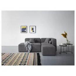 Ecksofa Andas "Sundstrup L-Form" Sofas Gr. B/H/T: 233cm x 76,5cm x 93cm, Struktur weich, Recamiere rechts, grau (anthrazit) Modulserie, individuelle Zusammenstellung