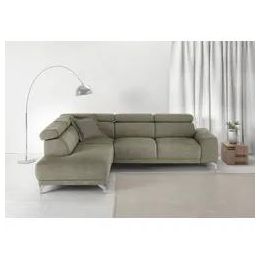 Ecksofa 3C Candy "Greve L-Form" Sofas Gr. B/H/T: 249cm x 79cm x 209cm, Struktur, Ottomane links, ohne motorischen Sitzvorzug im 2-Sitzer, grau (anthrazit) wahlweise mit motorischem Sitzvorzug, manuelle Kopfteilverstellung