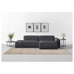 Ecksofa Trendmanufaktur "Braga, mit hochwertigem Kaltschaum, L-Form, in Cord erhältlich" Sofas Gr. B/H/T: 275cm x 72cm x 160cm, Struktur fein JOIZ, Recamiere rechts, grau (graphite) modernes Sofa, Couch mit hohem Sitzkomfort, 27572160 cm (BHT)