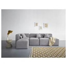 Ecksofa Andas "Sundstrup L-Form" Sofas Gr. B/H/T: 303 cm x 76,5 cm x 93 cm, Struktur weich, Recamiere rechts, grau Modulserie, individuelle Zusammenstellung