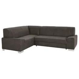 Ecksofa DOMO collection "Anzio L-Form" Sofas Gr. B/H/T: 259cm x 85cm x 191cm, Luxus-Microfaser, langer Schenkel rechts, Mit Bettfunktion-Mit Federkern, grau (dunkelgrau) Wahlweise mit Bettfunktion und Federkern