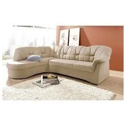 Ecksofa DOMO collection "Papenburg L-Form" Sofas Gr. B/H/T: 241cm x 84cm x 178cm, Luxus-Microfaser, Ottomane links, ohne Bettfunktion, beige (natur) mit Ottomane, wahlweise Bettfunktion