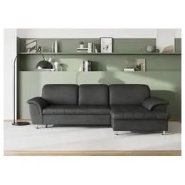 Ecksofa DOMO collection "Franzi Steppung im Sitzbereich B7T/H: 278/162/80 cm, L-Form" Sofas Gr. B/H/T: 278cm x 80cm x 171cm, Luxus-Microfaser, Recamiere rechts, mit Bettfunktion-mit Bettkasten-mit Kopfteilverstellung, grau (dunkelgrau) wahlweise mit Bettfunktion, Bettkasten und Kopfteilverstellung