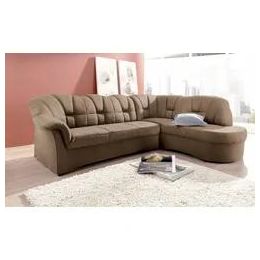 Ecksofa DOMO collection "Papenburg L-Form" Sofas Gr. B/H/T: 241cm x 84cm x 178cm, Struktur, Ottomane rechts, mit Bettfunktion, braun mit Ottomane, wahlweise Bettfunktion