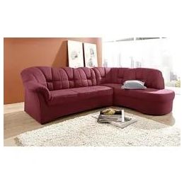 Ecksofa DOMO collection "Papenburg L-Form" Sofas Gr. B/H/T: 241cm x 84cm x 178cm, Microfaser PRIMABELLE, Ottomane rechts, ohne Bettfunktion, rot mit Ottomane, wahlweise Bettfunktion