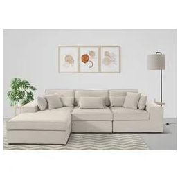 Ecksofa RAUM.ID "Florid L-Form" Sofas Gr. B/H/T: 280cm x 75cm x 162cm, Struktur, Ottomane links, beige 3 Teile, bestehend aus Modulen, viele Bezugsqualitäten, auch in Cord