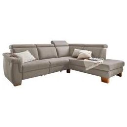 Ecksofa Home Affaire "Konstanz L-Form" Sofas Gr. B/H/T: 280cm x 92cm x 232cm, Dickleder, Recamiere rechts, mit motorischer Relaxfunktion, weiß (altweiß) mit vollmotorischer Relaxfunktion; incl. Kopfteilverstellung