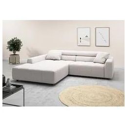 Ecksofa 3C Candy "Denver auch mit Cord- und Easy care-Bezug, Kopfteilverstellung L-Form" Sofas Gr. B/H/T: 258cm x 68cm x 217cm, Easy care, Ottomane links, ohne motorische Sitztiefenverstellung, weiß wahlweise. mit motorischer Sitztiefenverstellung