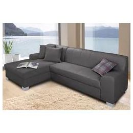 Ecksofa Inosign "Anzio L-Form" Sofas Gr. B/H/T: 239 cm x 75 cm x 82 cm, Kunstleder SOFTLUX, Recamiere links, mit Bettfunktion, braun (schlamm) wahlweise mit Bettfunktion