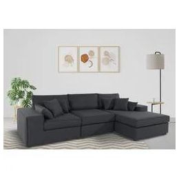 Ecksofa RAUM.ID "Florid L-Form" Sofas Gr. B/H/T: 280cm x 75cm x 162cm, Struktur fein, Ottomane rechts, grau (anthrazit) 3 Teile, bestehend aus Modulen, viele Bezugsqualitäten, auch in Cord